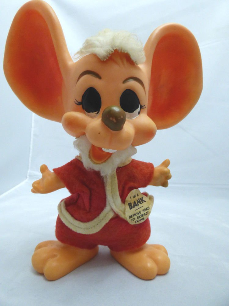 1970 Roy Des of Fla Big Ears Mouse Topo Gigio Bank Mouse Santa Clauss