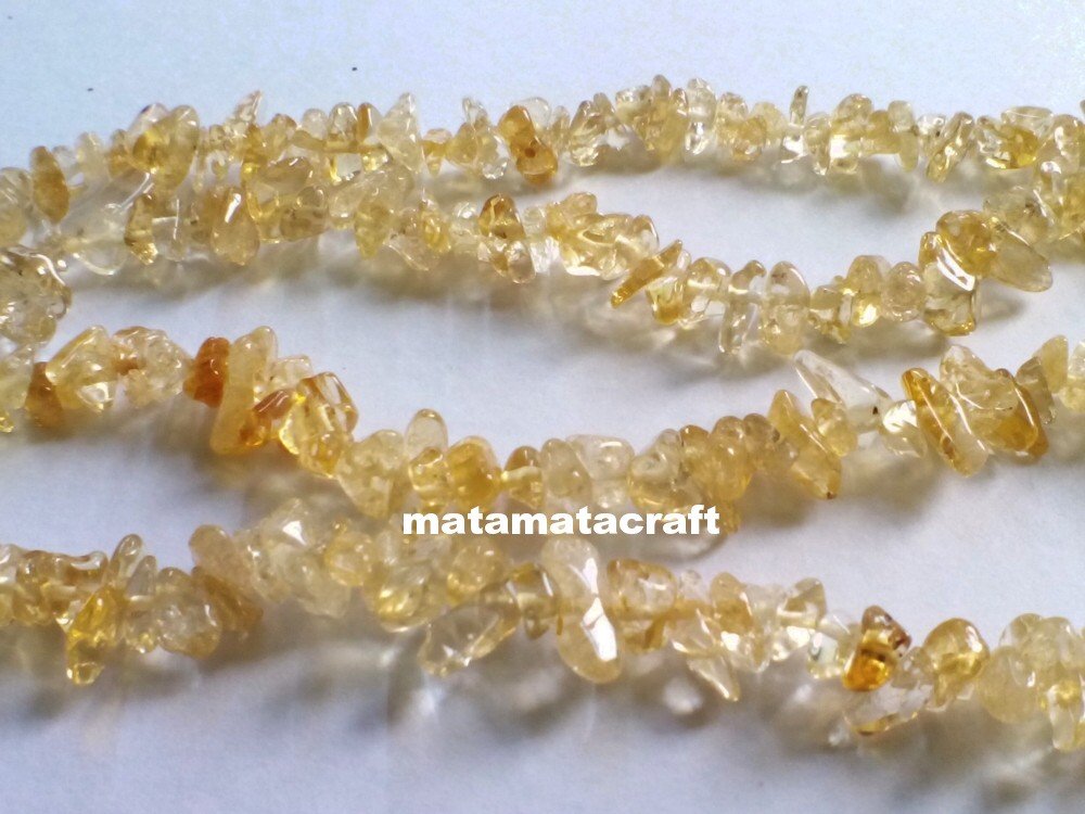 Yellow small tiny crystal gravel chips beads, irregular shaped, half ...