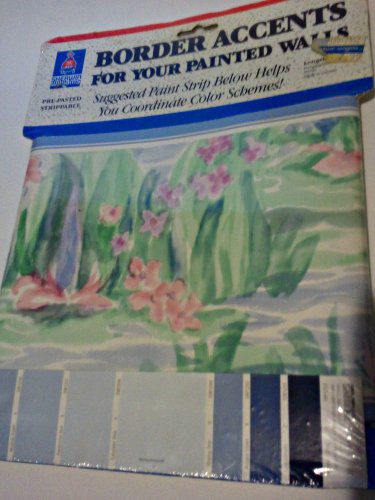 Sherwin Williams Wallpaper Border Impressionist Water Lilies Pastel w ...