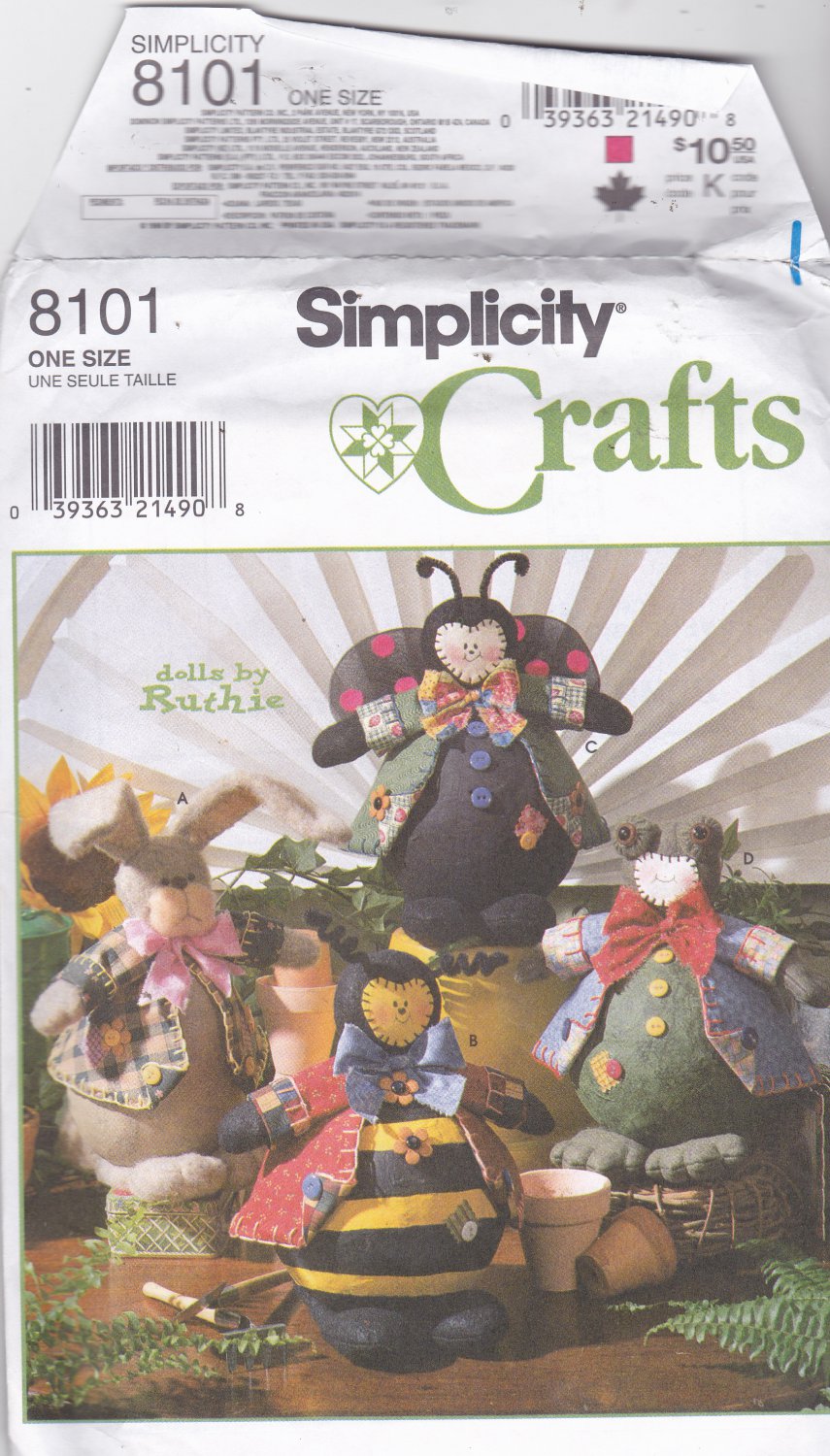 Simplicity 8101 Pattern Uncut Dolls by Ruthie Clothes Bunny Bumble Bee ...