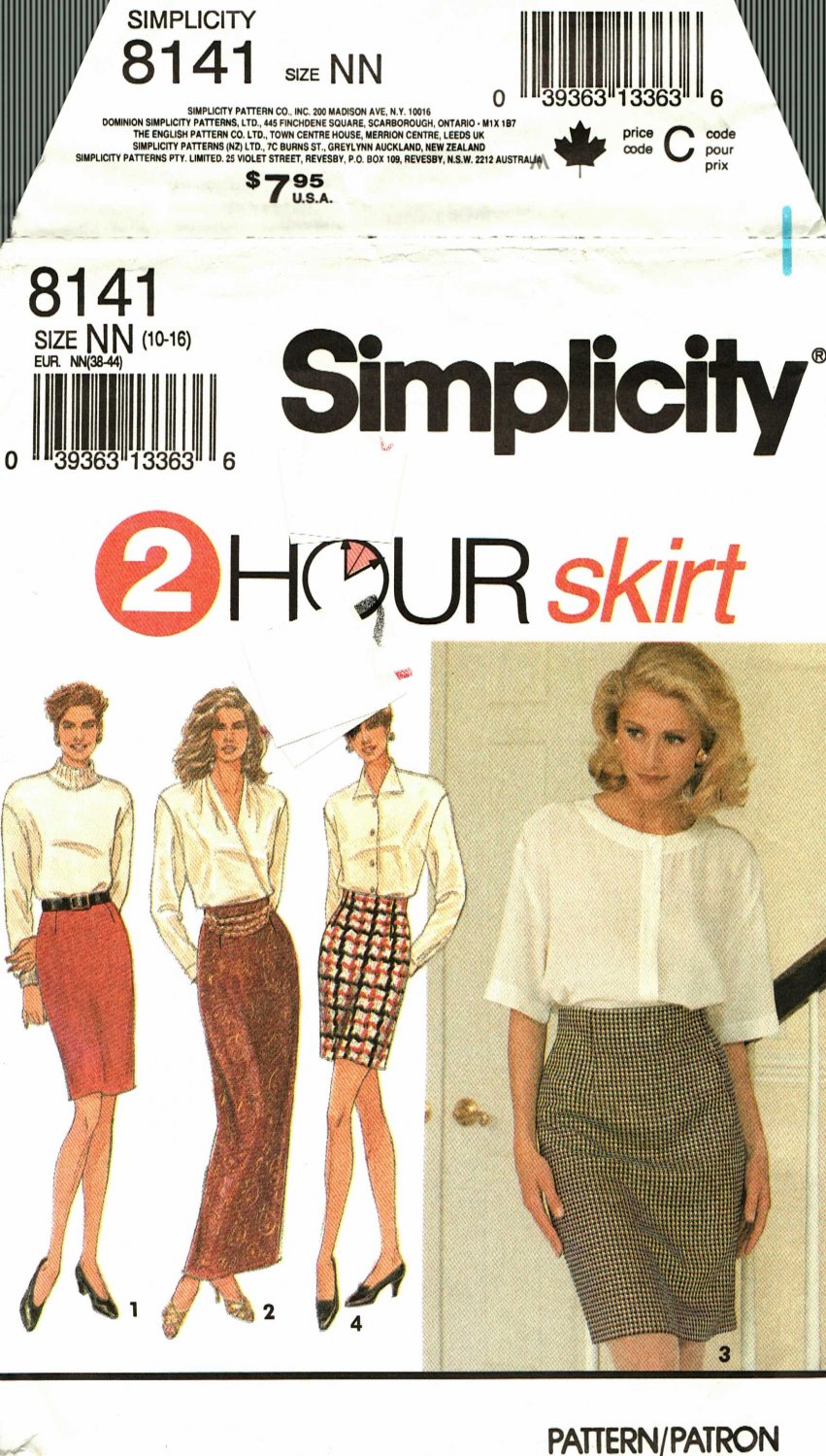 Simplicity 8141 Pattern uncut 10 12 14 16 Ankle Knee or Mini Length 2 ...