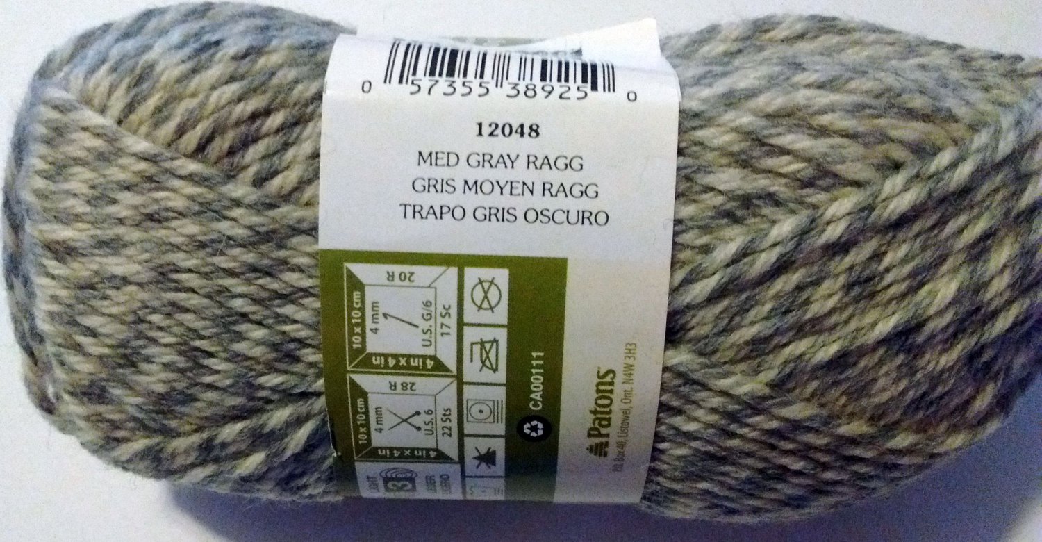 Patons Classic Wool DK Superwash Yarn 50g Med Gray Ragg