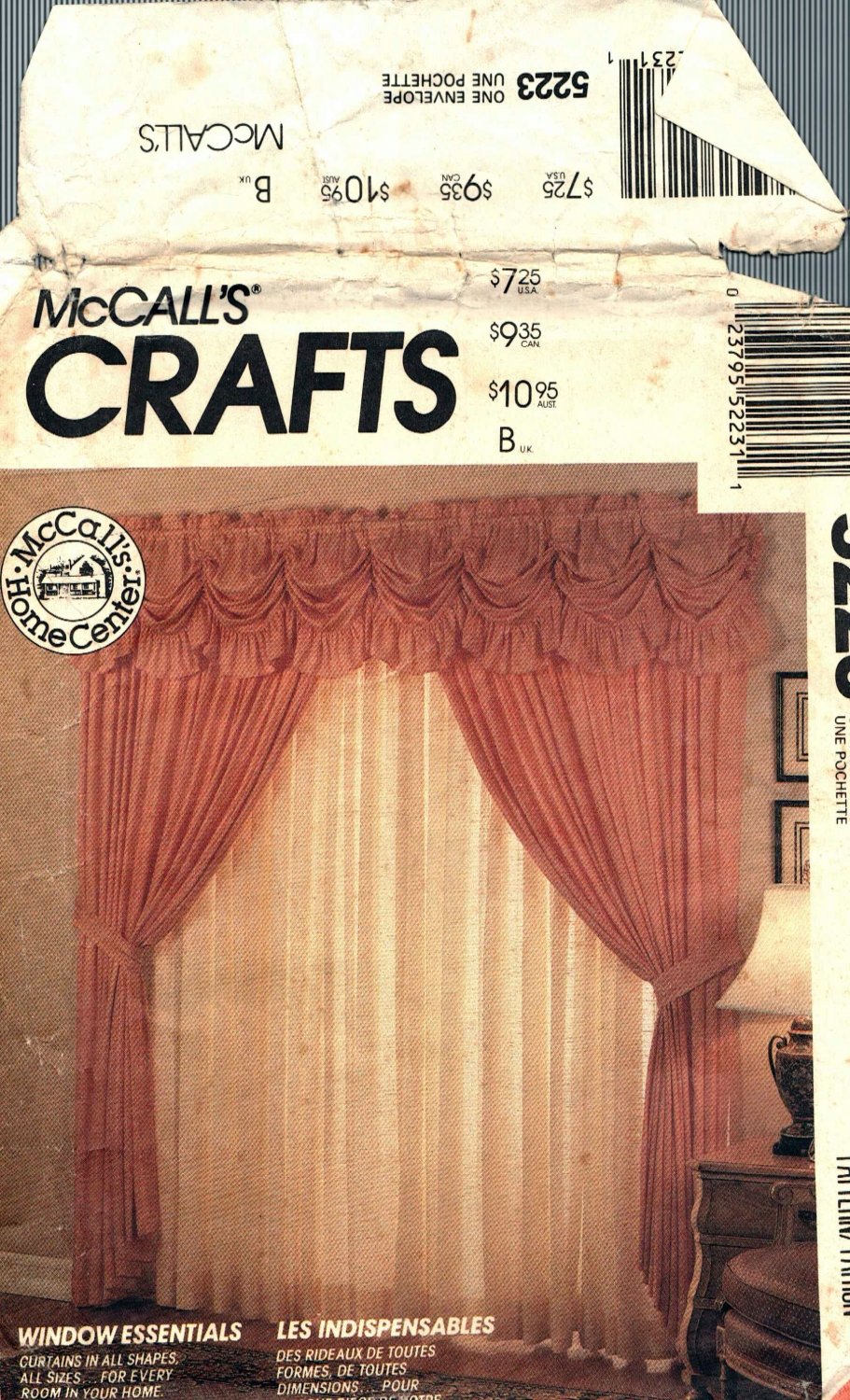 McCall's 5223 Pattern Draperies Window Treatments Panel Valance Curtains
