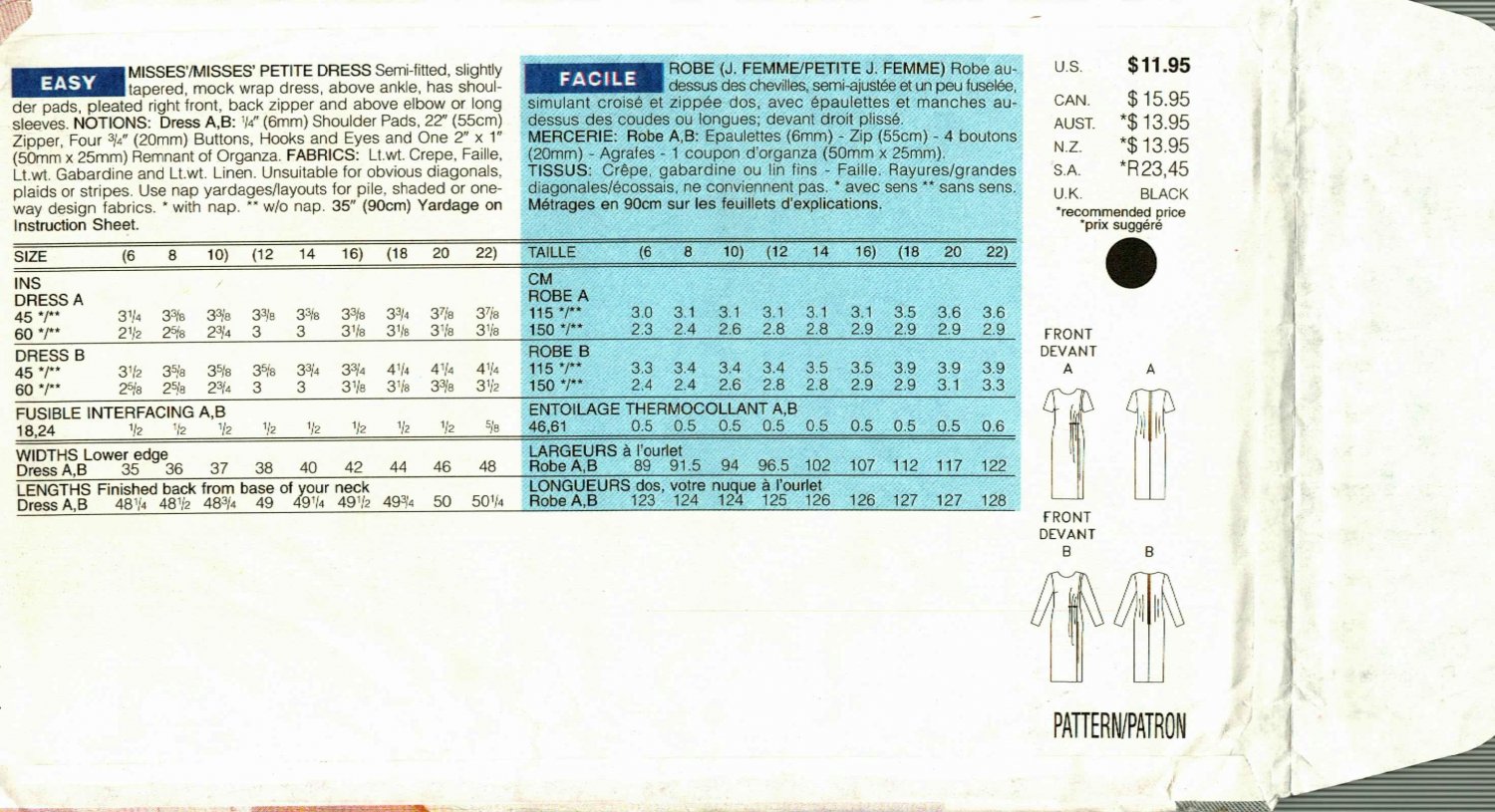 Butterick 4557 Pattern uncut 12 14 16 Mock Wrap Dress DW3 David Warren