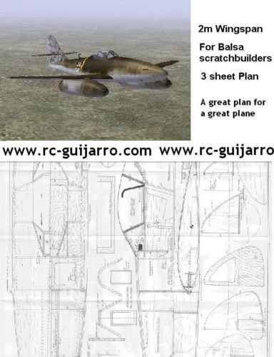 ME 262 RC Plane Plan 78” 58” and 43” (For EDF & gas)