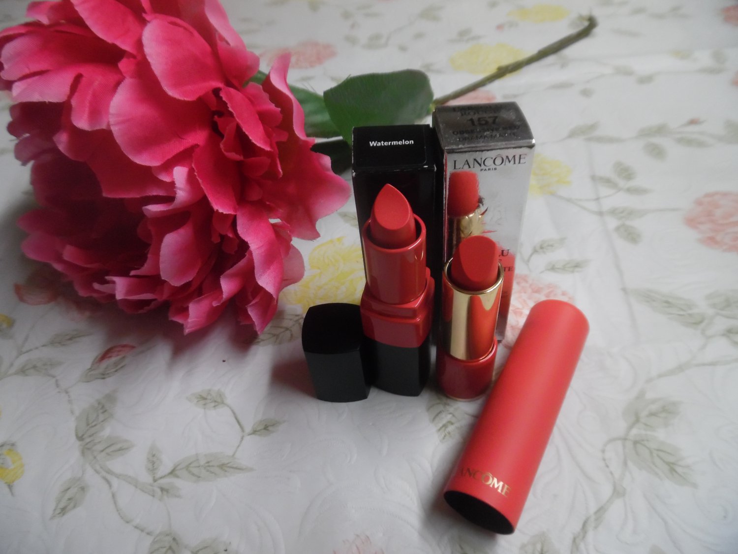 Bobbi Brown Crushed Lip Color Watermelon & Lancome Drama Matte Lipstick ...