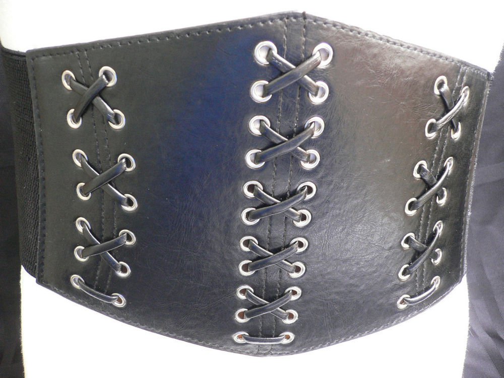 NEW WOMEN BLACK CORSET WIDE HIGH WIAST ELASTIC FASHION BELT FIT SIZES S M L