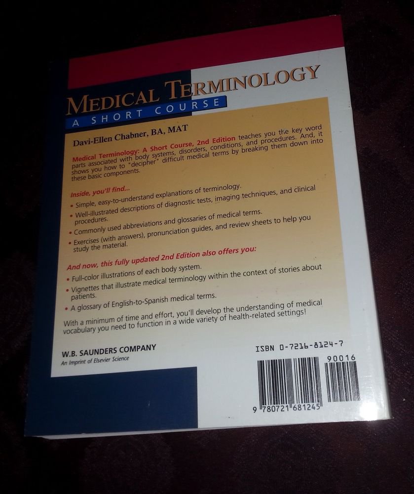 Medical Terminology by Davi-Ellen Chabner (1999, Paperback, Teacher's ...