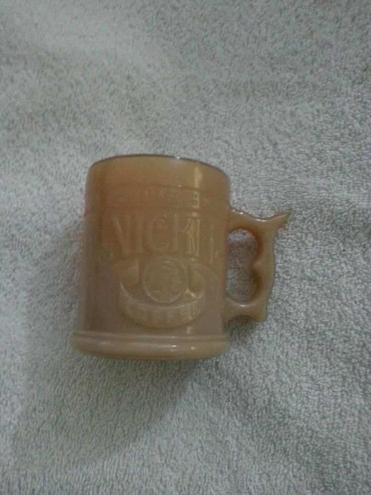 Whataburger Vintage Coffee Mug Caramel Slag Glass Buffalo nickel 1980s