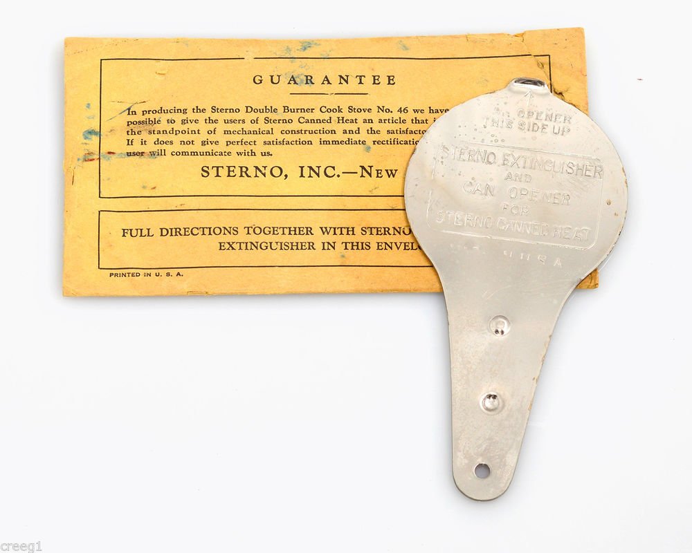 STERNO EXTINGUISHER AND CAN OPENER FOR STERNO CANNED HEAT w/ package ...