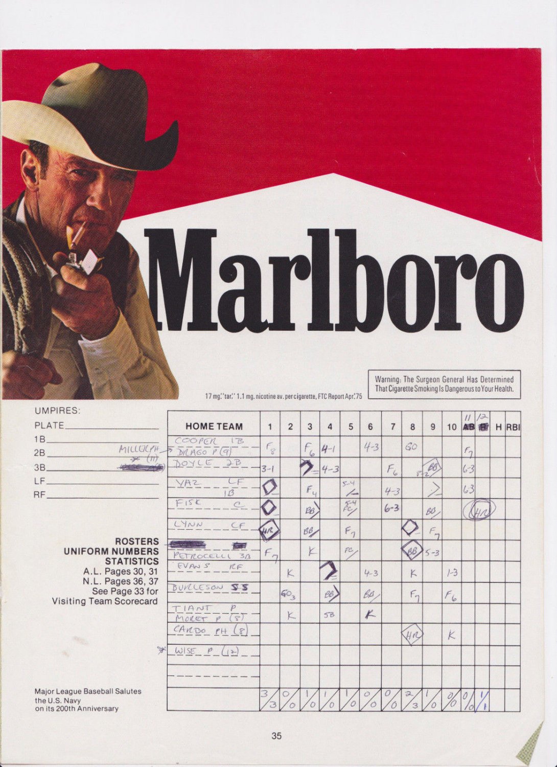 1975 Boston Red Sox World Series Program & Scorecard A's Yankees on Cover