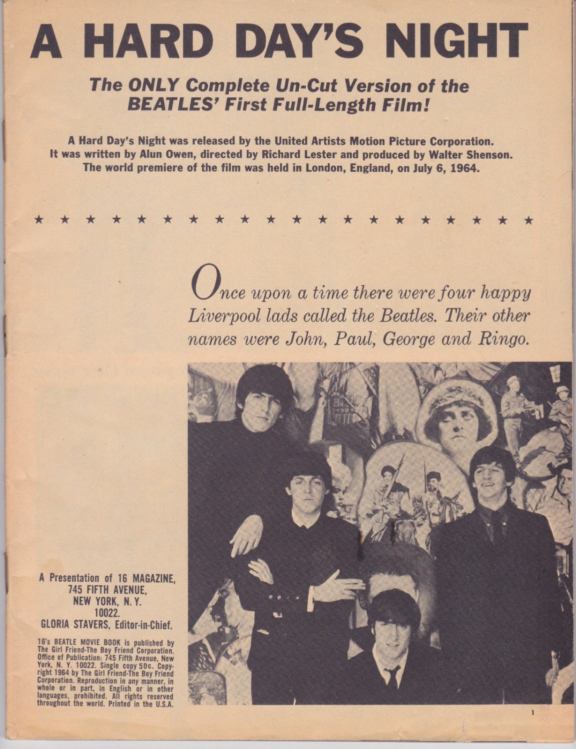 Beatles magazine "A HARD DAY'S NIGHT" 16 Magazine 1964 original
