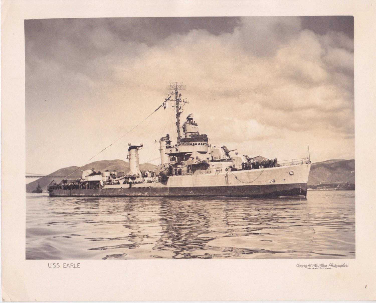 USS EARLE DMS-42 original photo Allied Photographers 1946 8x10 WW2