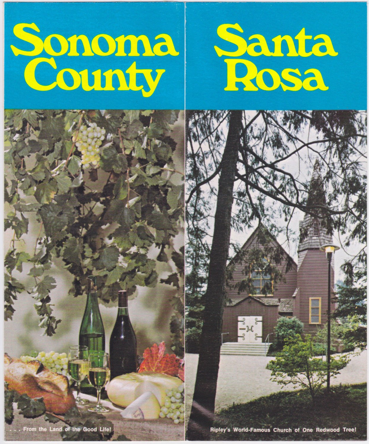 Santa Rosa Sonoma County Brochure w/ map vintage California Wine country