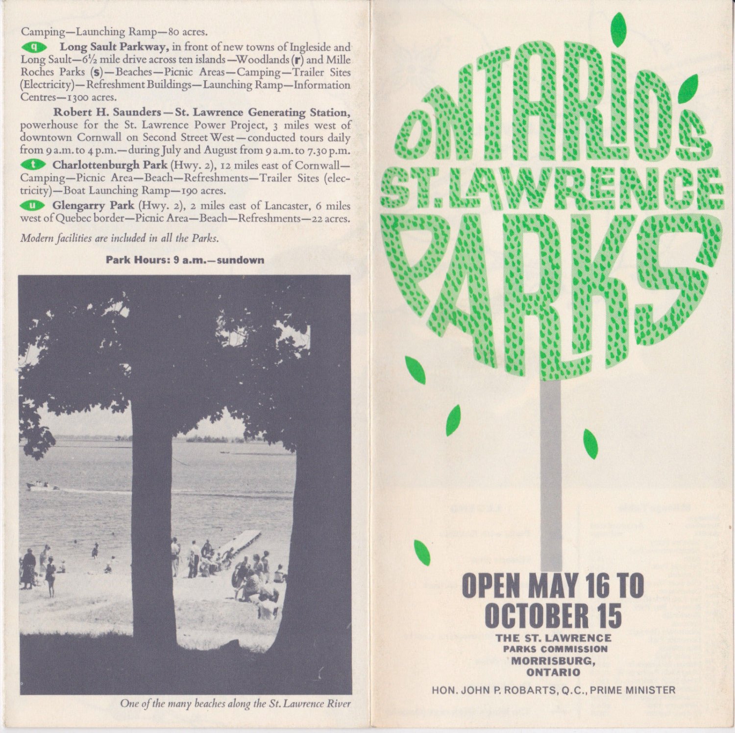 1964 Ontario St. Lawrence Parks Map & Brochure CANADA