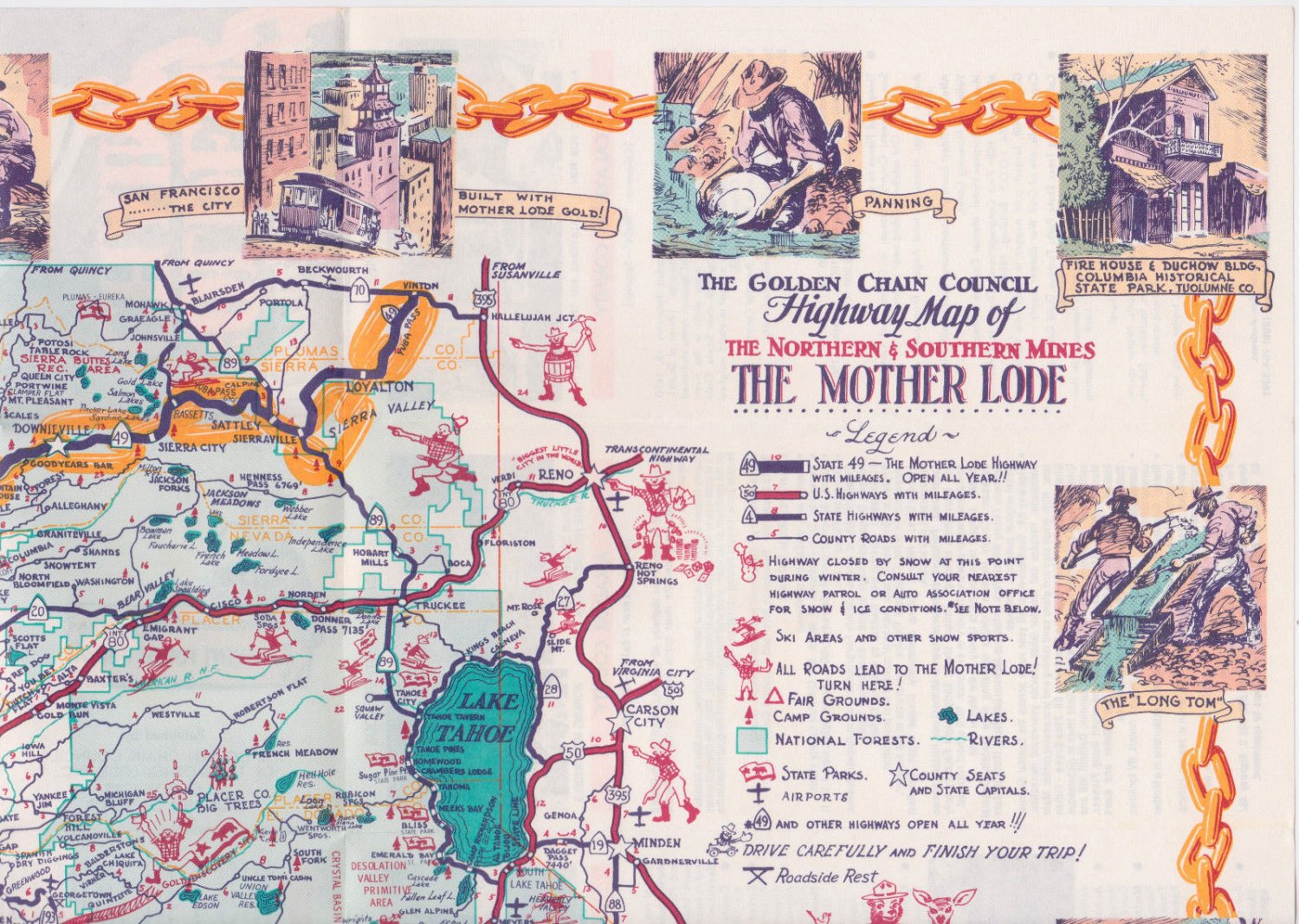 1976 California's Golden Chain Brochure The Mother Lode Highway Map ...