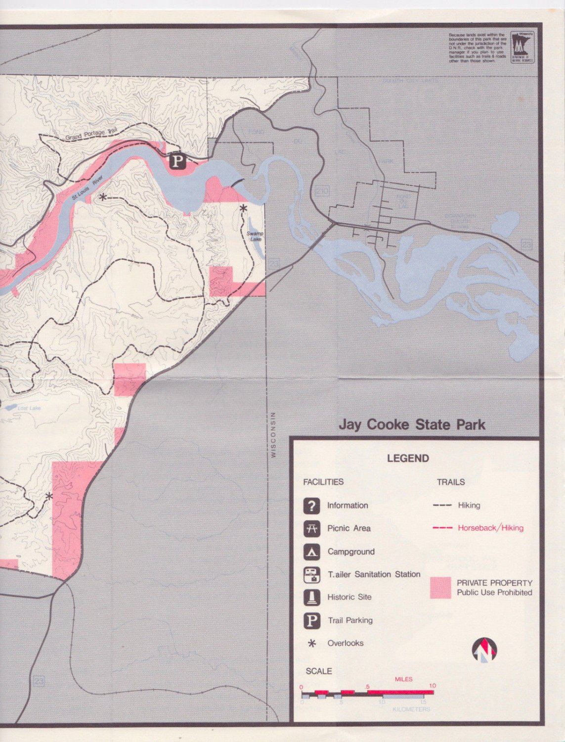 JAY COOKE STATE PARK MAP MINNESOTA Summer 1980 Duluth Dept. Natural ...