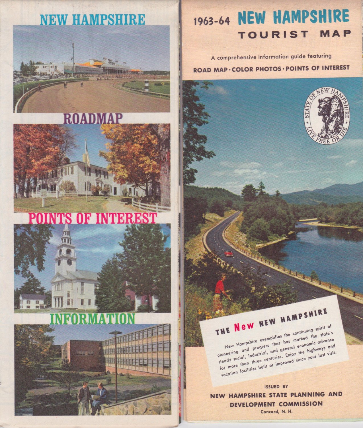 New Hampshire Vintage Maps 1963-64 & 64-65 Tourist Map Lot of 2 34" x 18"