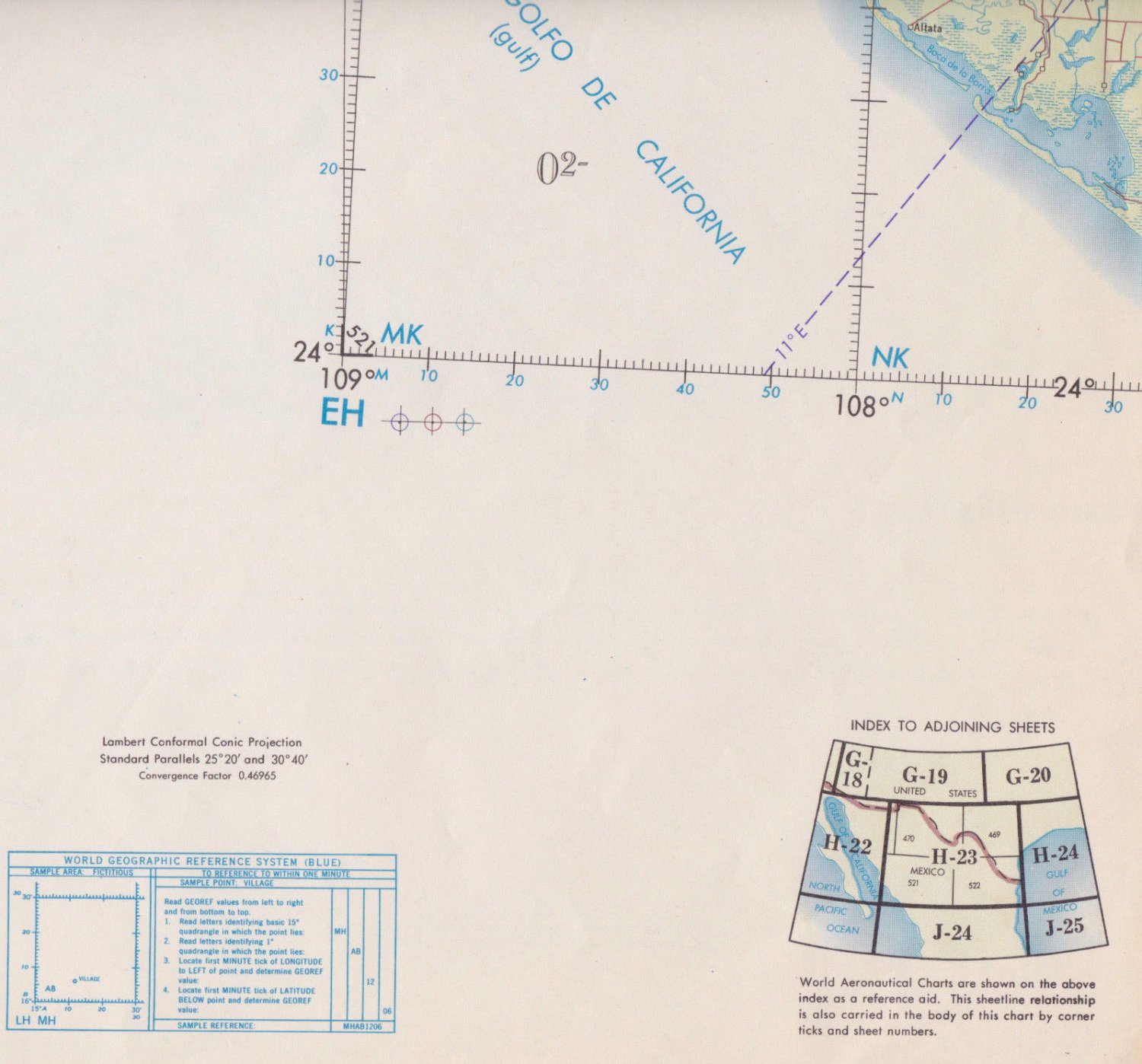 USAF Operational Navigation Chart H-23 Rio Grande Texas Map MEXICO 57 ...
