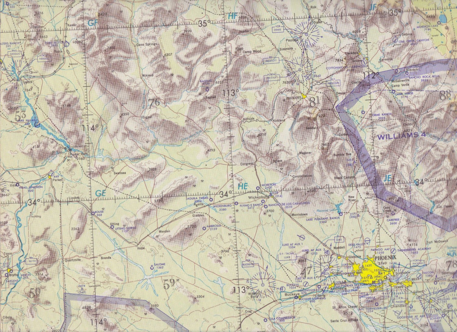 1964 USAF Operational Navigation Chart Map Sierra Nevada ONC-G-18 AIR ...