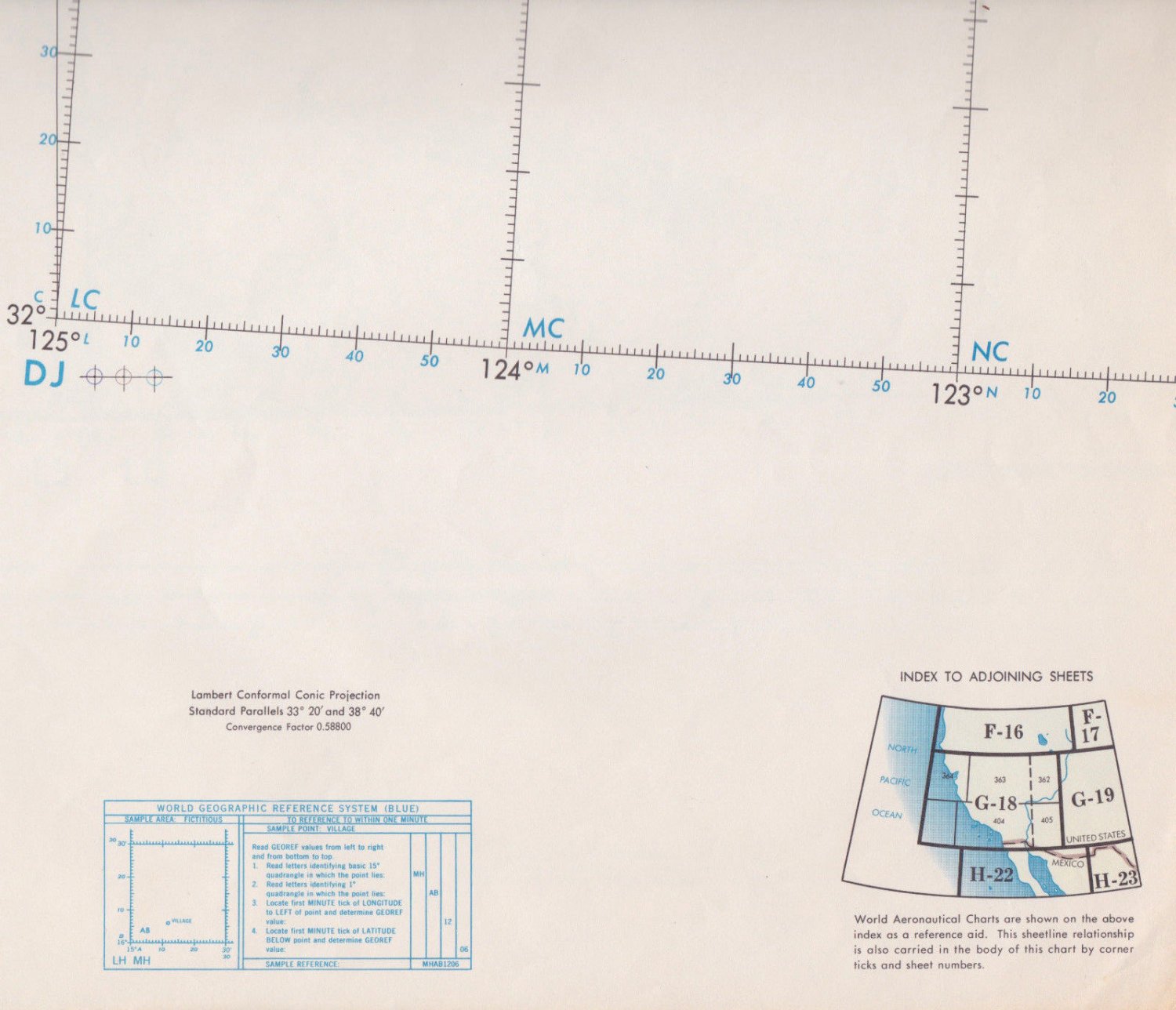 1964 USAF Operational Navigation Chart Map Sierra Nevada ONC-G-18 AIR ...
