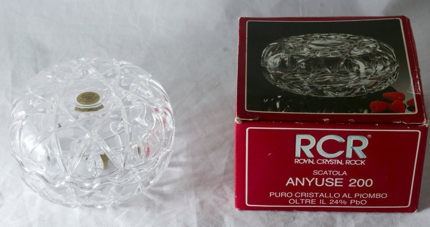 Royal Crystal Rock 24% Lead Crystal Anyuse 200 Bowls in BOX Scatola Italy