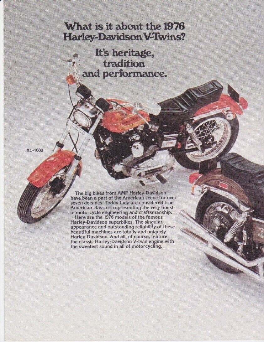 1976 Harley Davidson V-Twin Motorcycles Brochure DECKER HARLEY MADISON ...