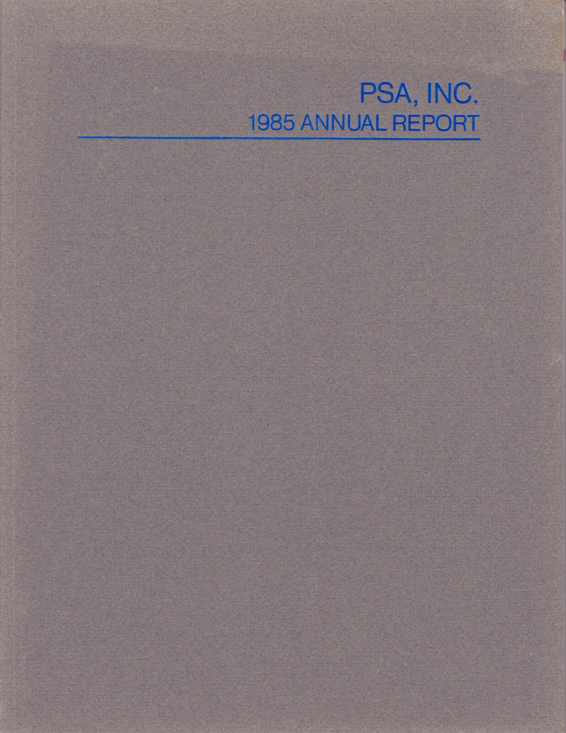 1985 Pacific Southwest Airlines PSA Inc. Annual Report San Diego ...