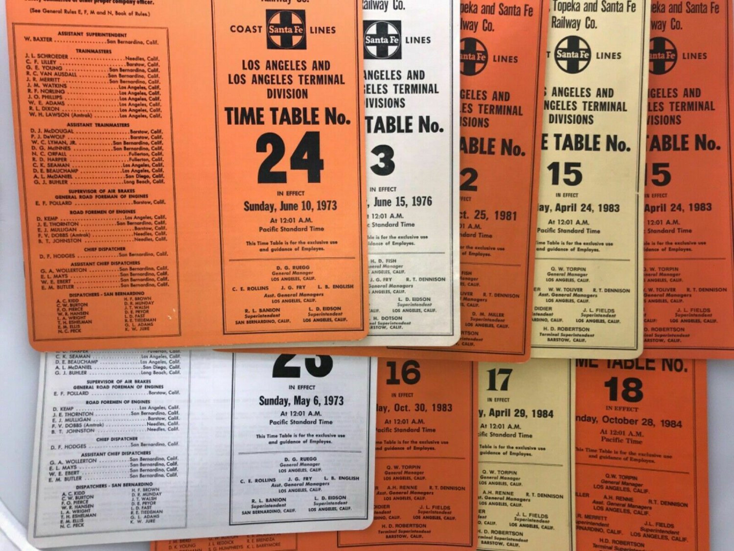 Railroad Employee Timetables 1960s-1980s Lot of 20 items VTG R/R Santa ...