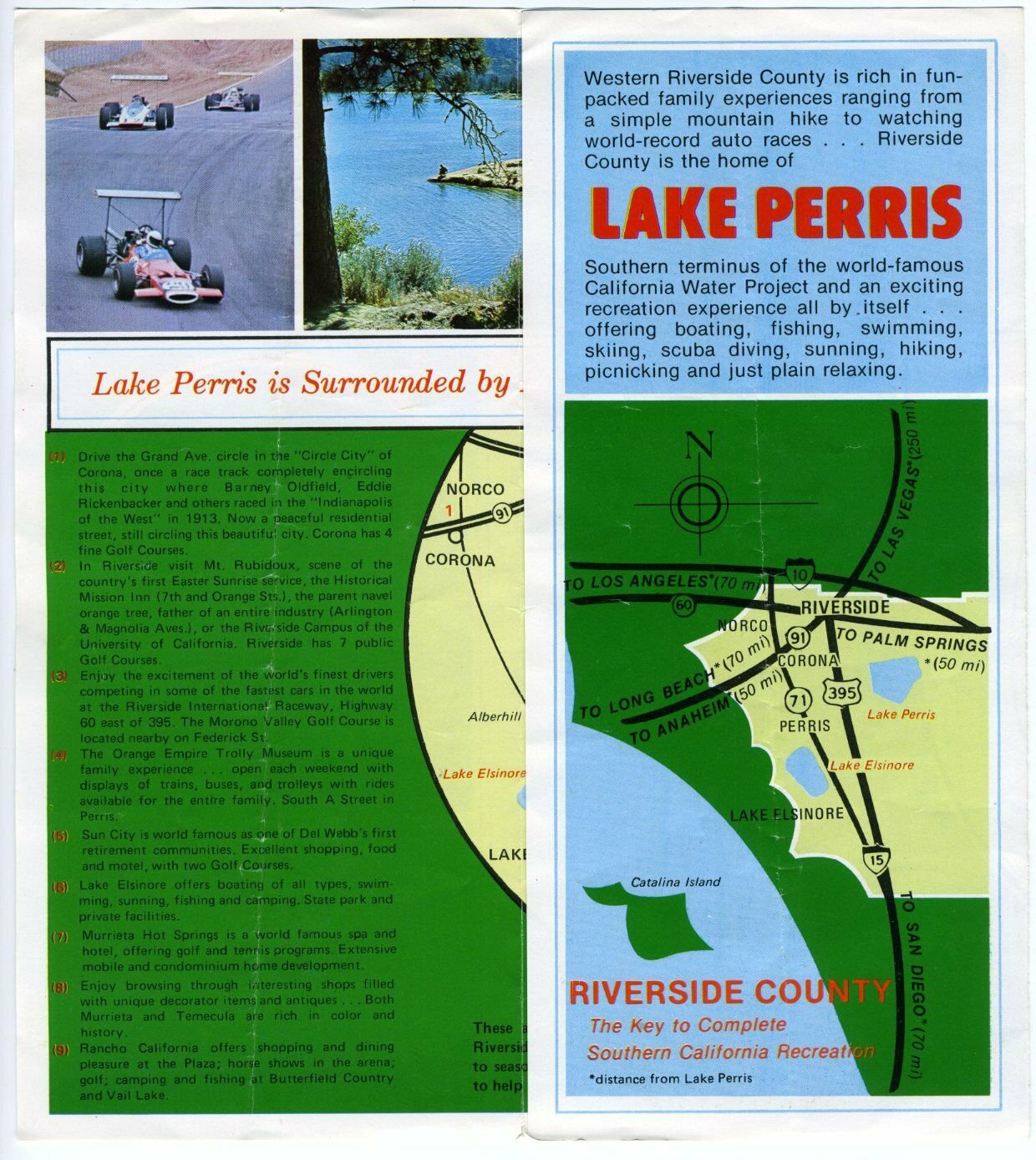 Lake Perris Recreation Area Riverside, California LA Brochure & Map Vintage