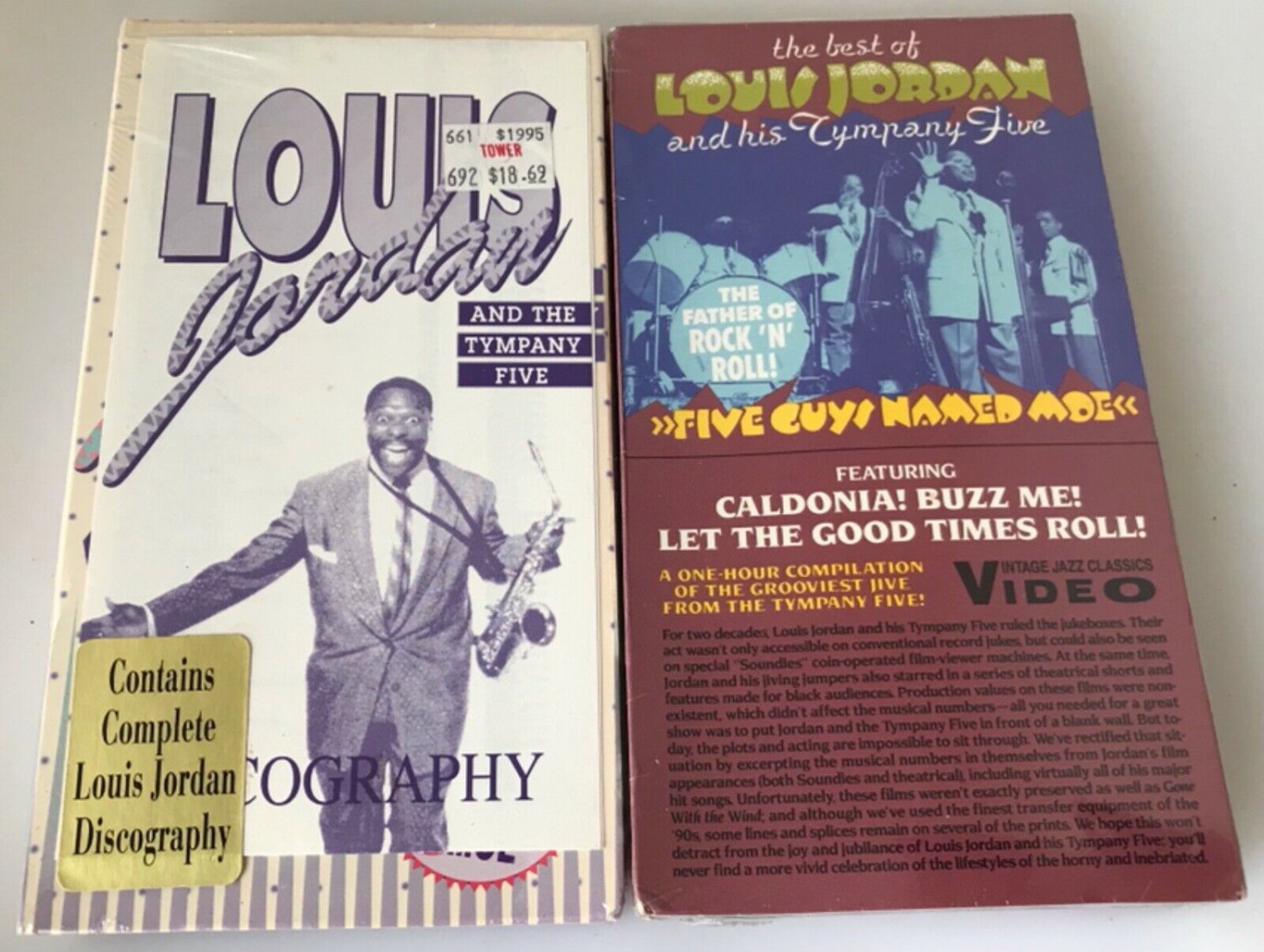 2 VHS Tapes BEST OF LOUIS JORDAN & HIS TYMPANY FIVE Discography 5 Guys ...