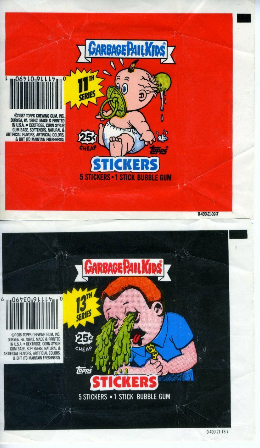 GARBAGE PAIL KIDS 11th SERIES & 13th VINTAGE TOPPS WAX PACK WRAPPER GPK ...