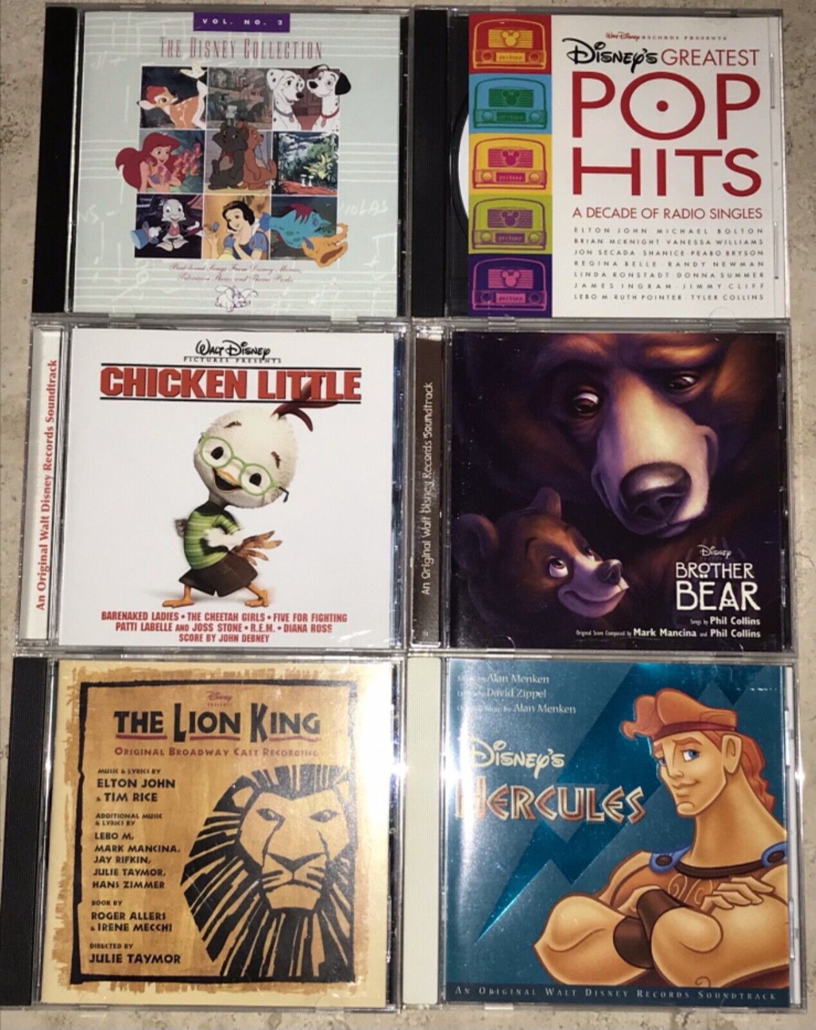 Walt Disney Music Lot of 6 CDs Lion King, Hercules, Chicken Little ...