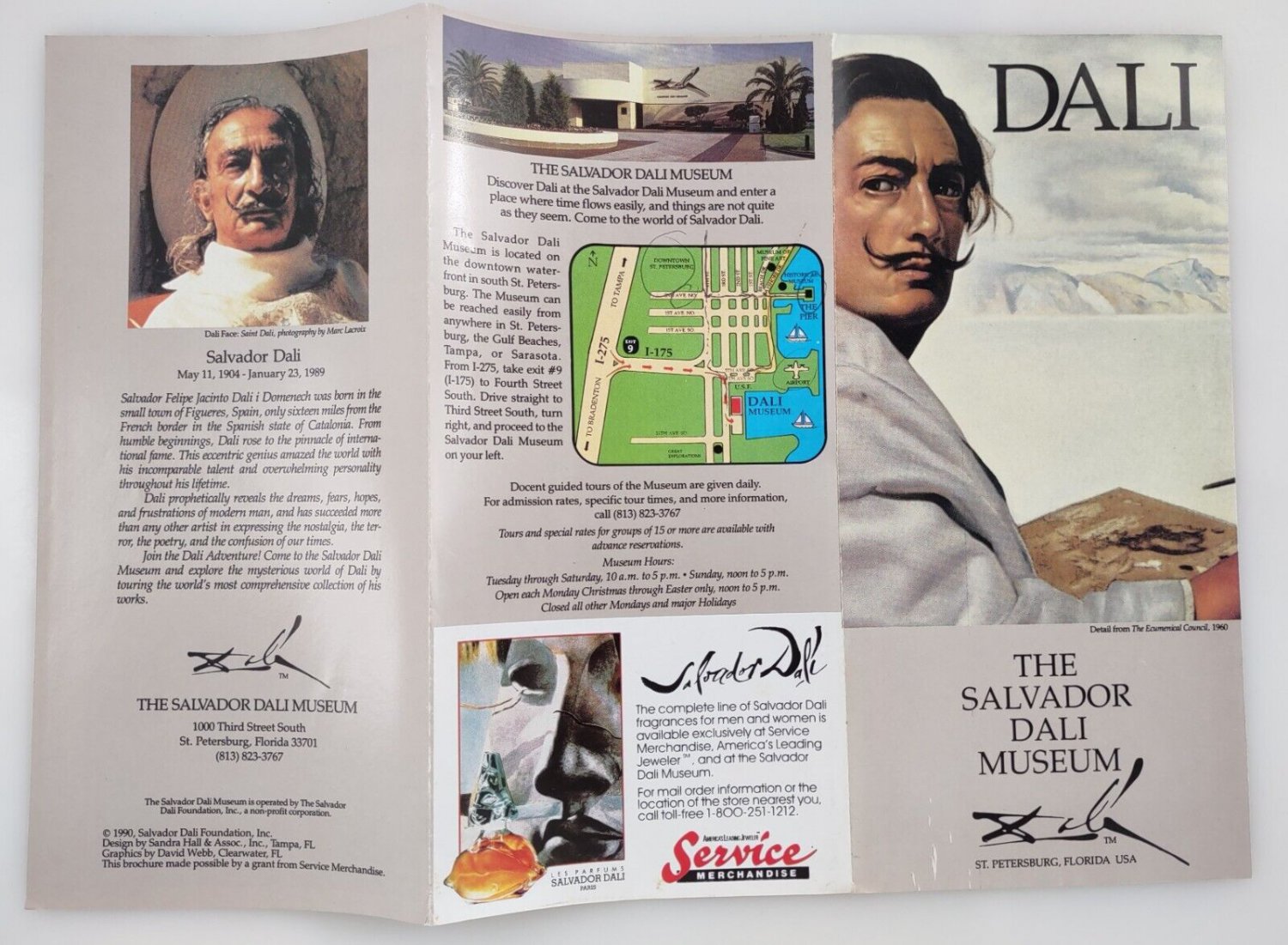 1990 SALVADOR DALI MUSEUM BROCHURE St. Petersburg Florida FOLD OUT Map ...