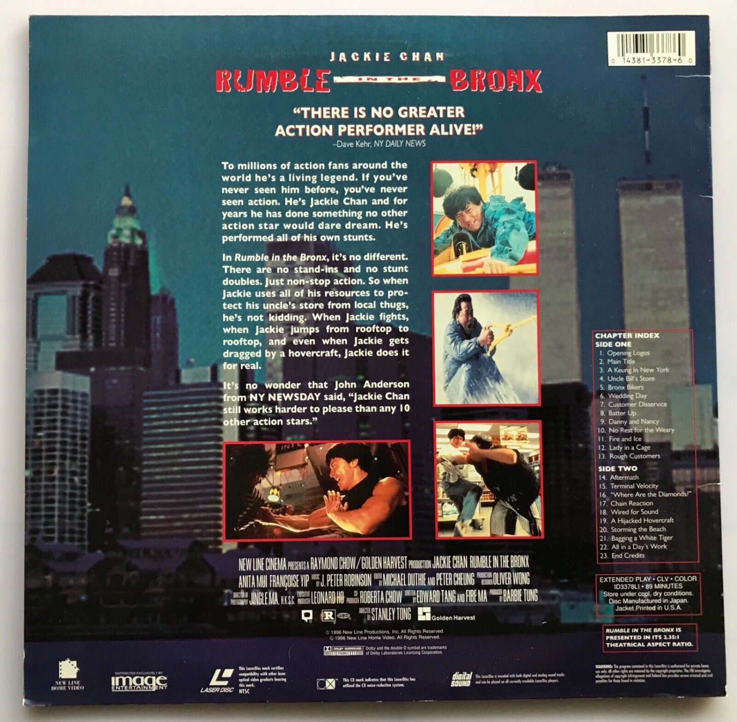 Rumble in the Bronx Widescreen Jackie Chan Laserdisc VG+++ 1st American ...