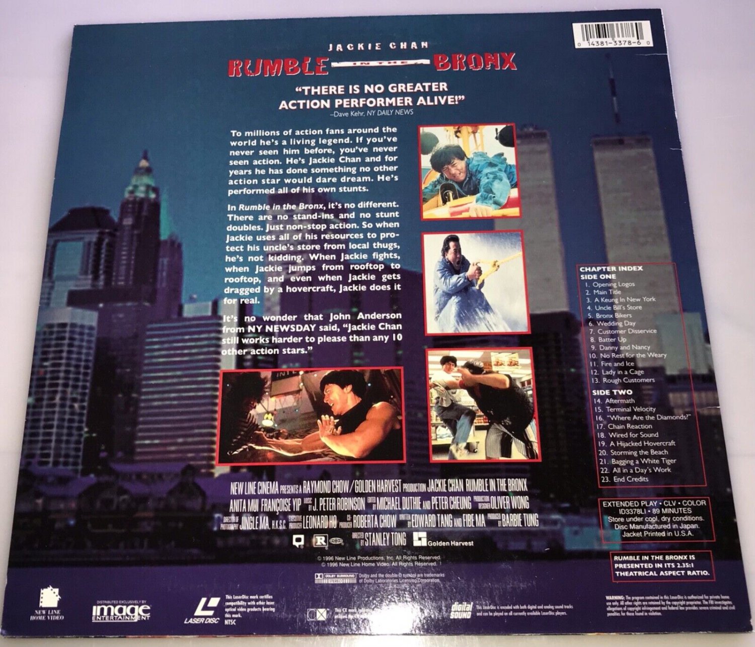 Rumble in the Bronx Widescreen Jackie Chan Laserdisc VG+++ 1st American ...
