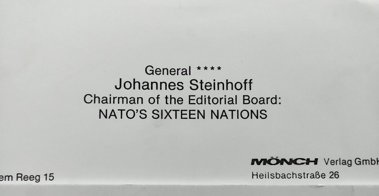 Johannes Steinhoff WW2 Luftwaffe Fighter Pilot German General Business Card