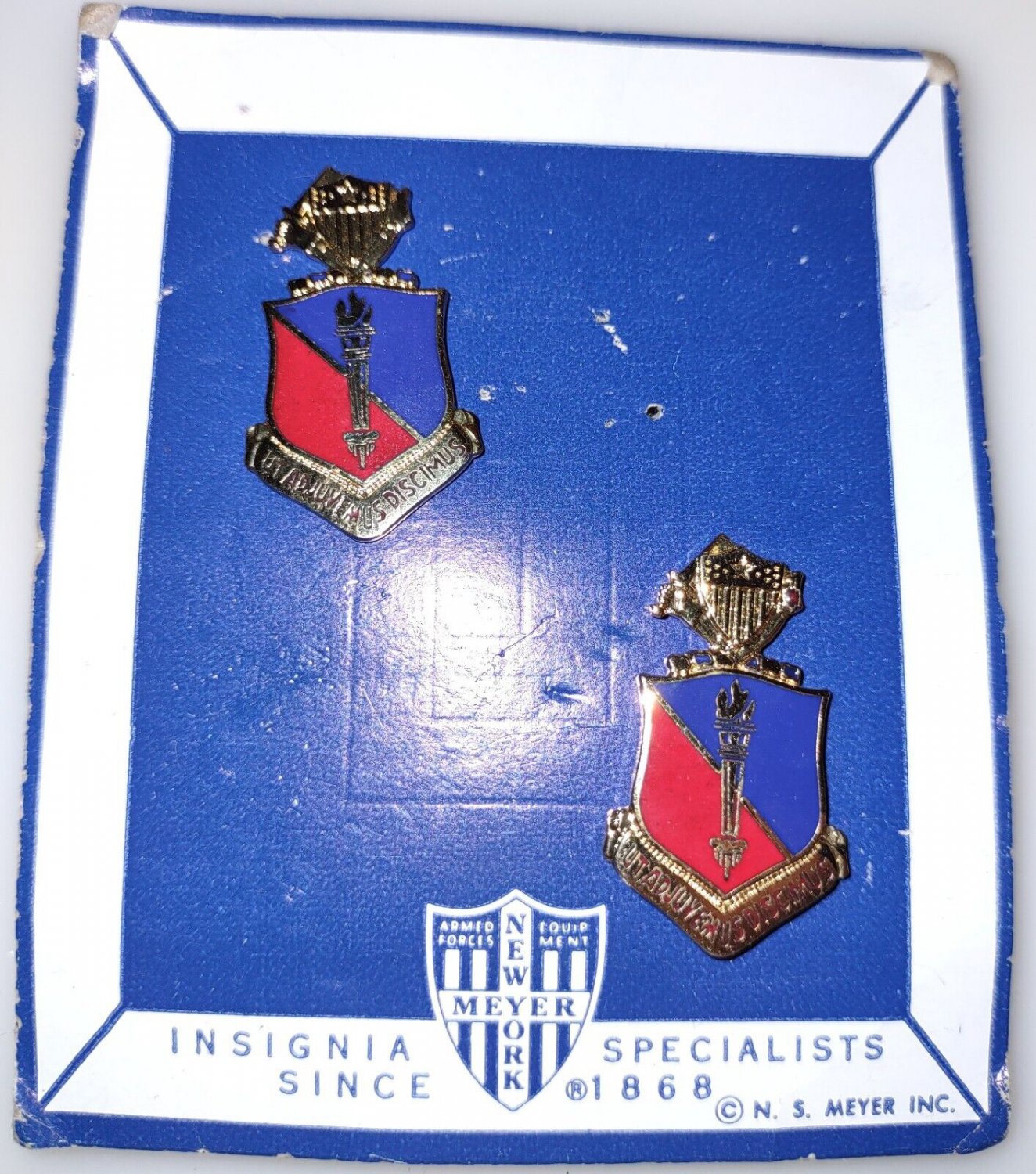 (2) WWII US Army Adjutant General School DUI Crest "Ut Adjuvemus ...