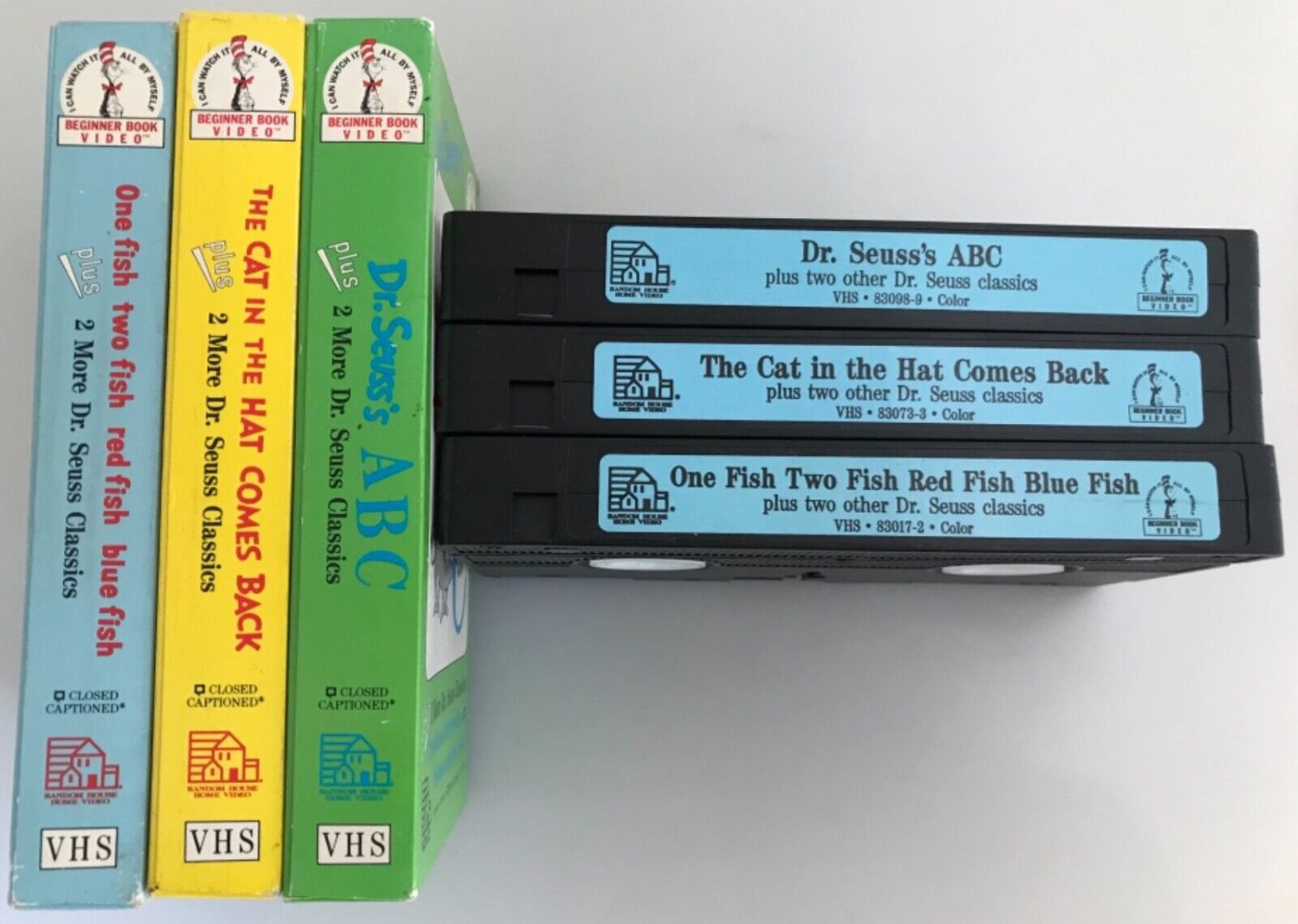 VTG Dr Seuss VHS Lot Of 3 One Fish, ABC & Cat In The Hat Comes Back ...