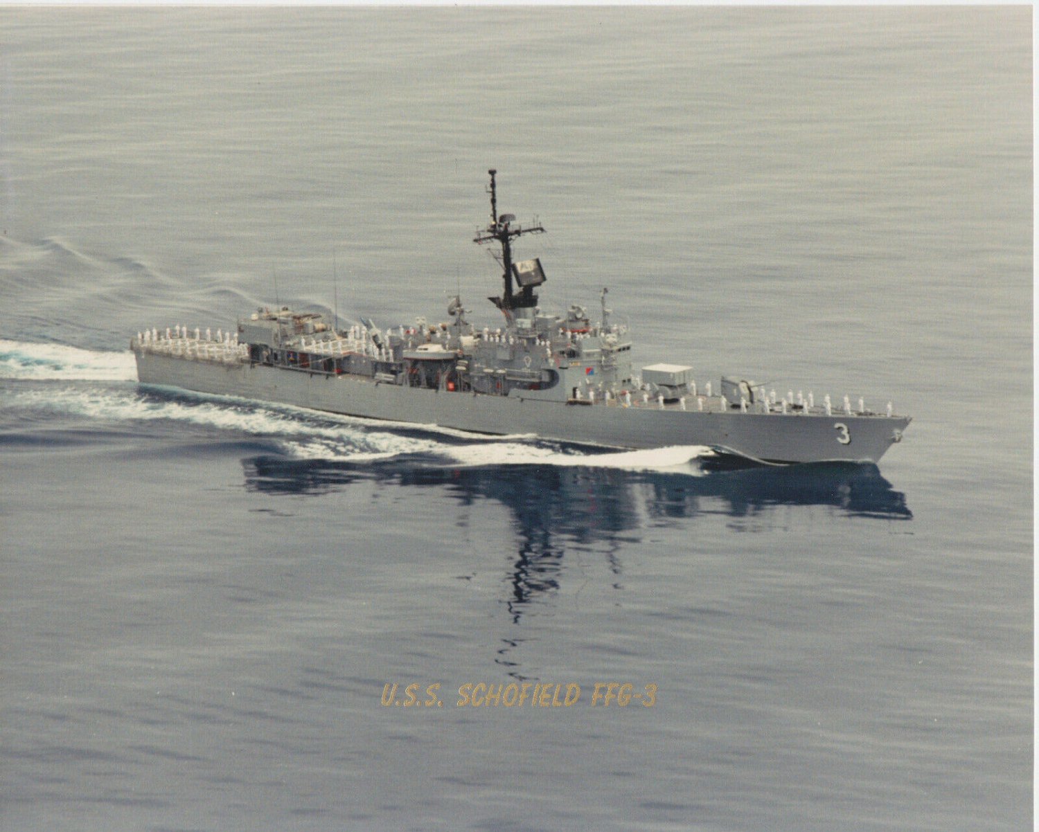 USS Schofield FFG-3 Navy Ship 8x10 Real Photo Kodak Color Print vintage