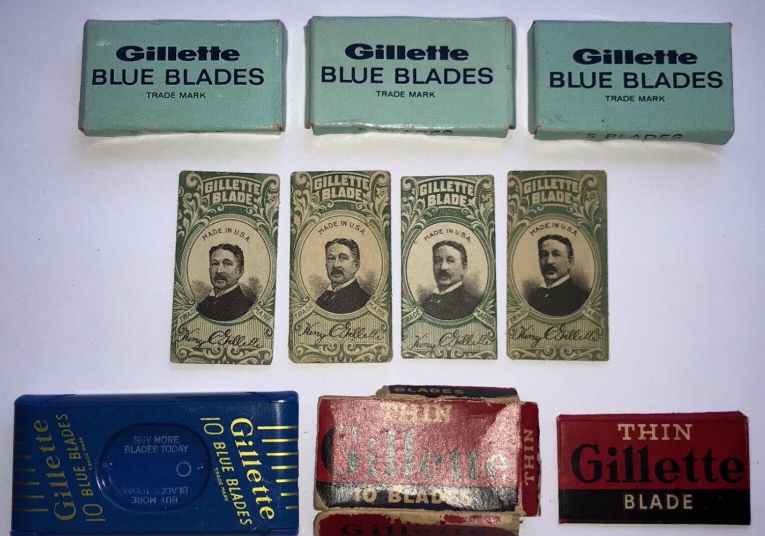King Gillette, Blue Blades, 3 Boxes of 5, Thin Vintage Razor Blades Lot ...