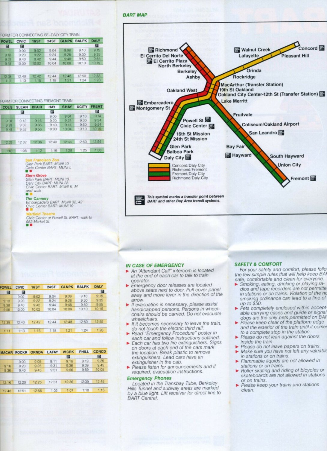 1980s BART Weekend Train Schedule SFO BAY AREA Maps & All About ...