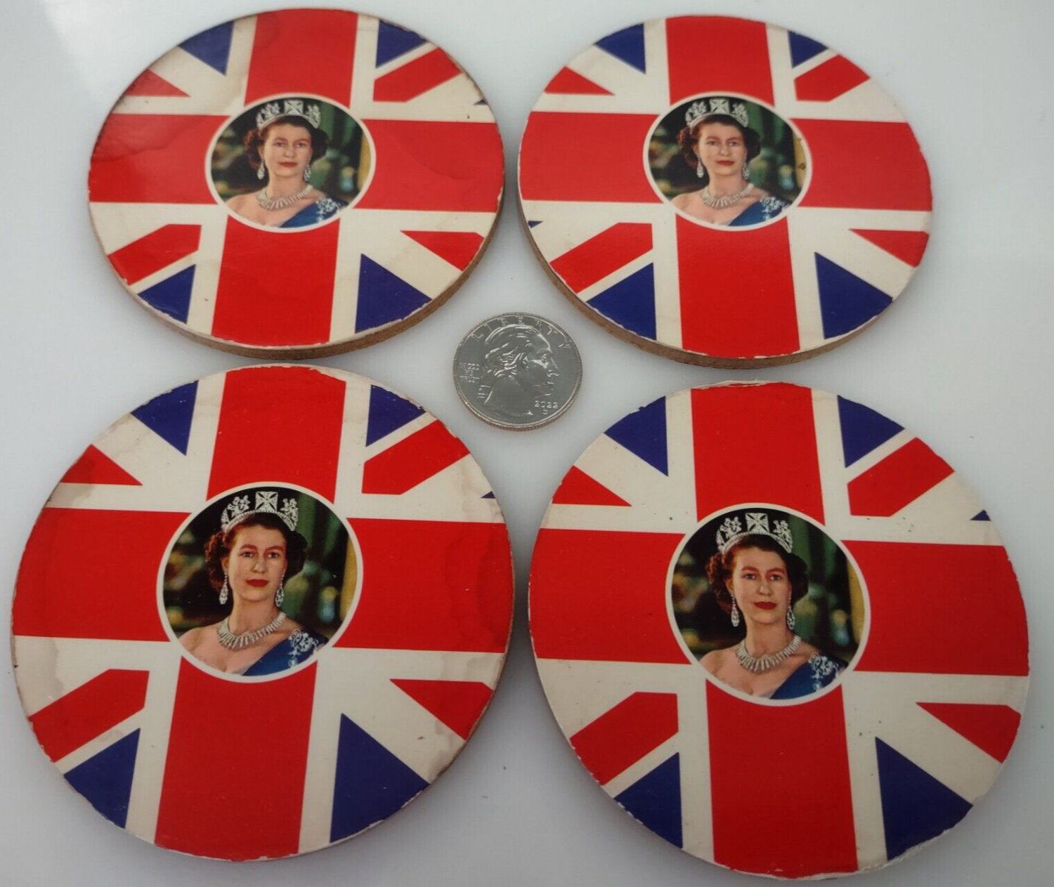 1970s Queen Elizabeth of England Drink Coasters Vintage (4) four Great ...