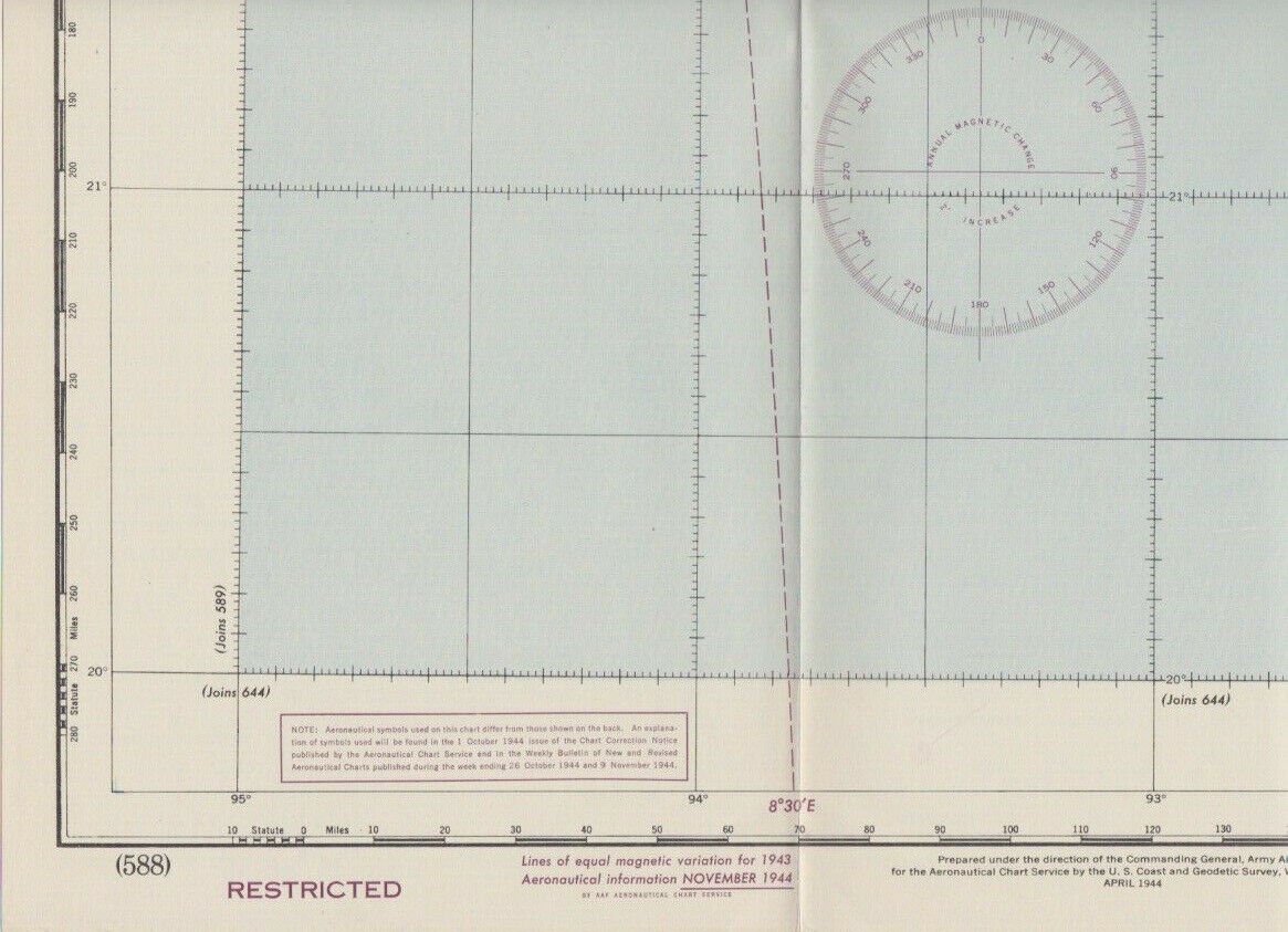 WW2 1943 Restricted Map Triangulos Reef Gulf Of Mexico AAF Aeronautical ...