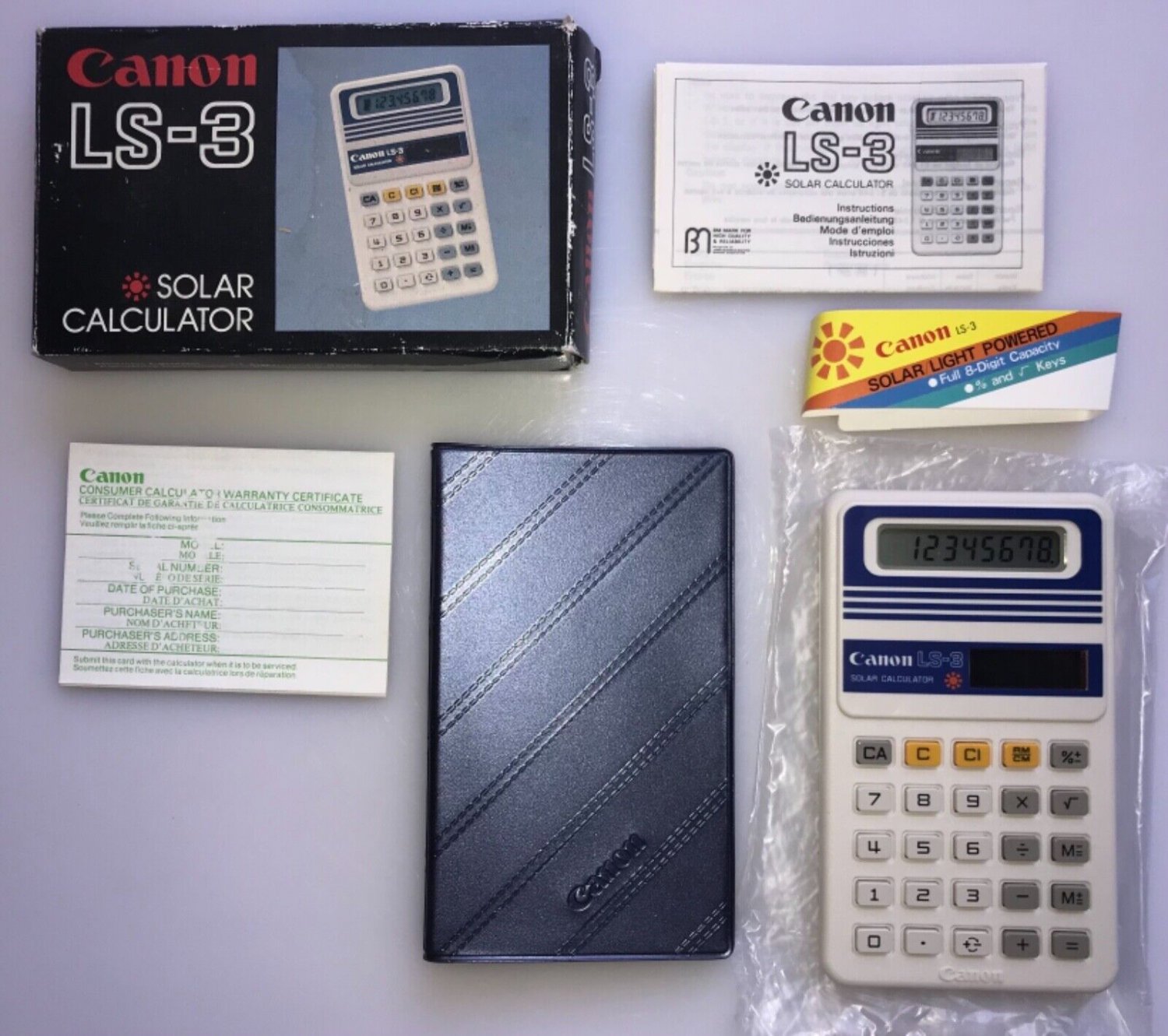 Vintage Canon LS-3 Solar Calculator Electronic Handheld NOS W/ OBI ...