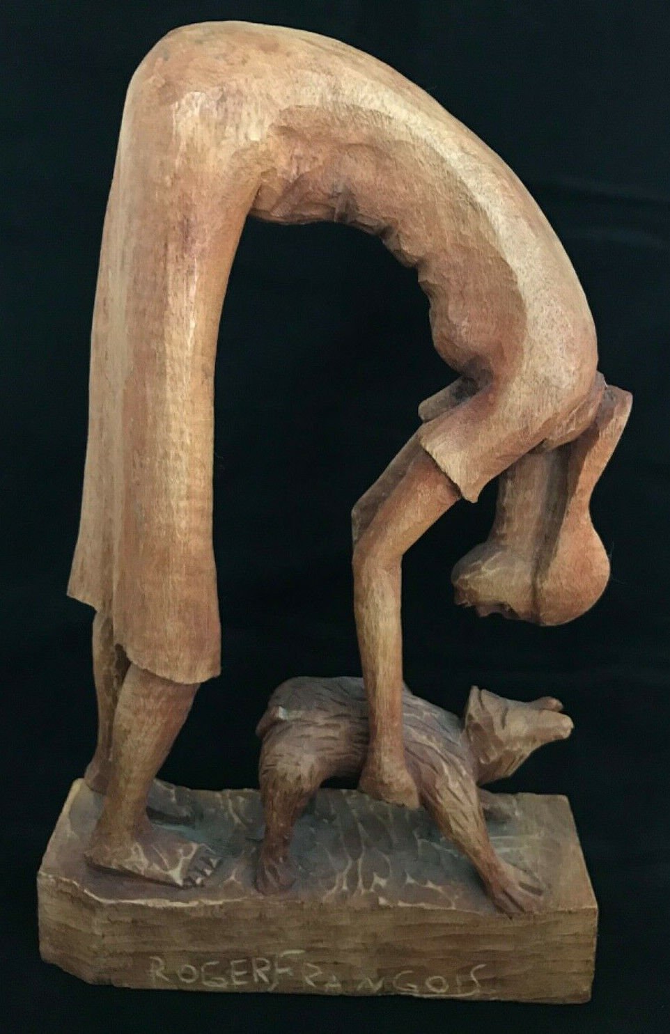 Rare Roger Francois Art Sculpture Haitian Artist Figural Person Carved ...