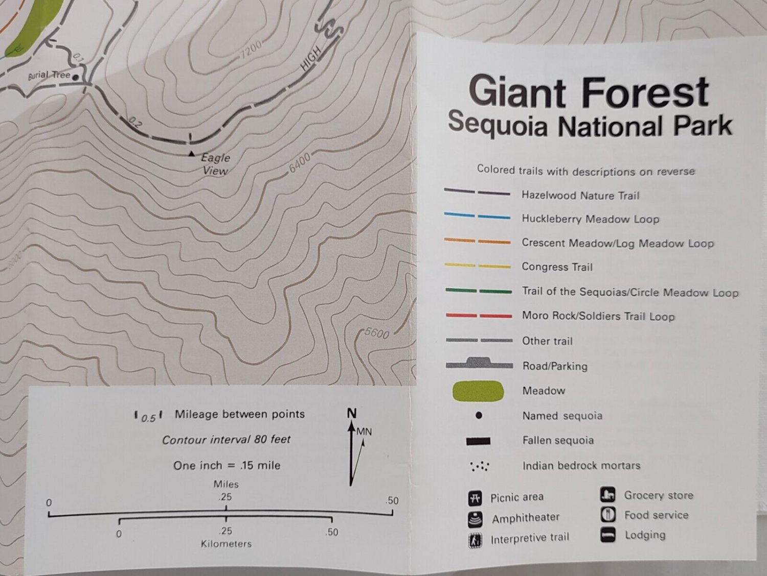 Giant Forest Sequoia national park California Map NPS 1987 color topo 22x18