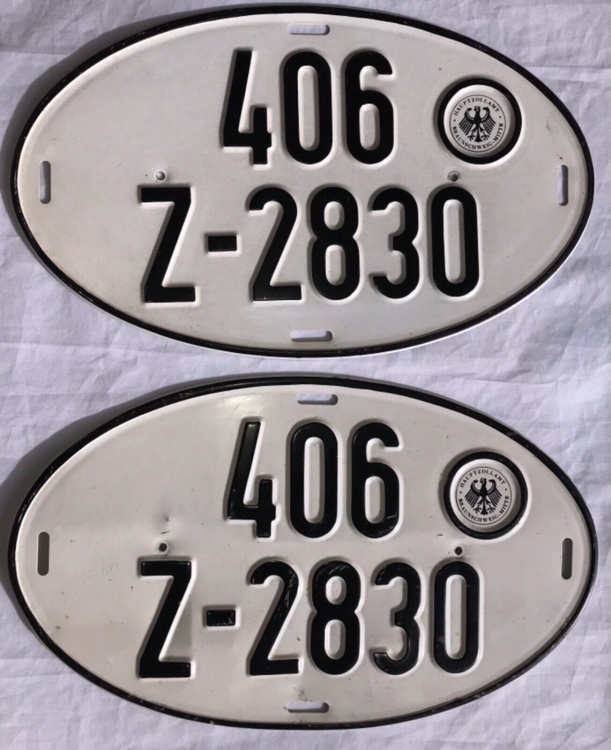 (2) Vintage German License Plate Oval Matching Pair Germany ...