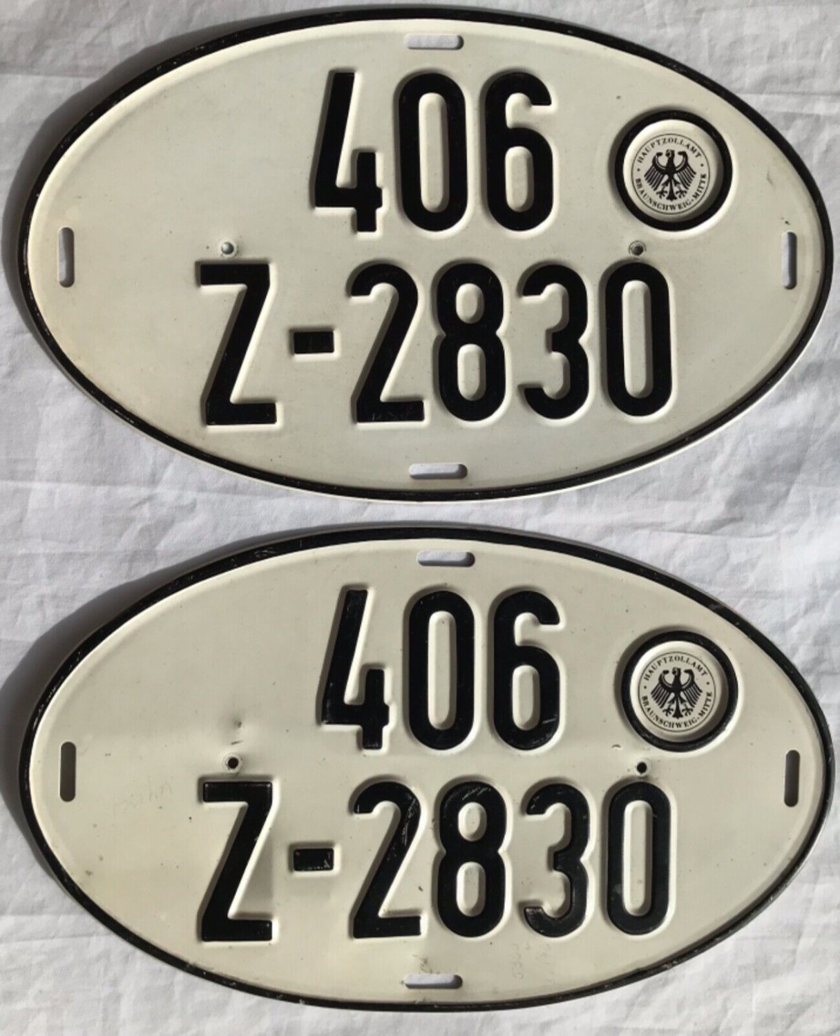 (2) Vintage German License Plate Oval Matching Pair Germany ...