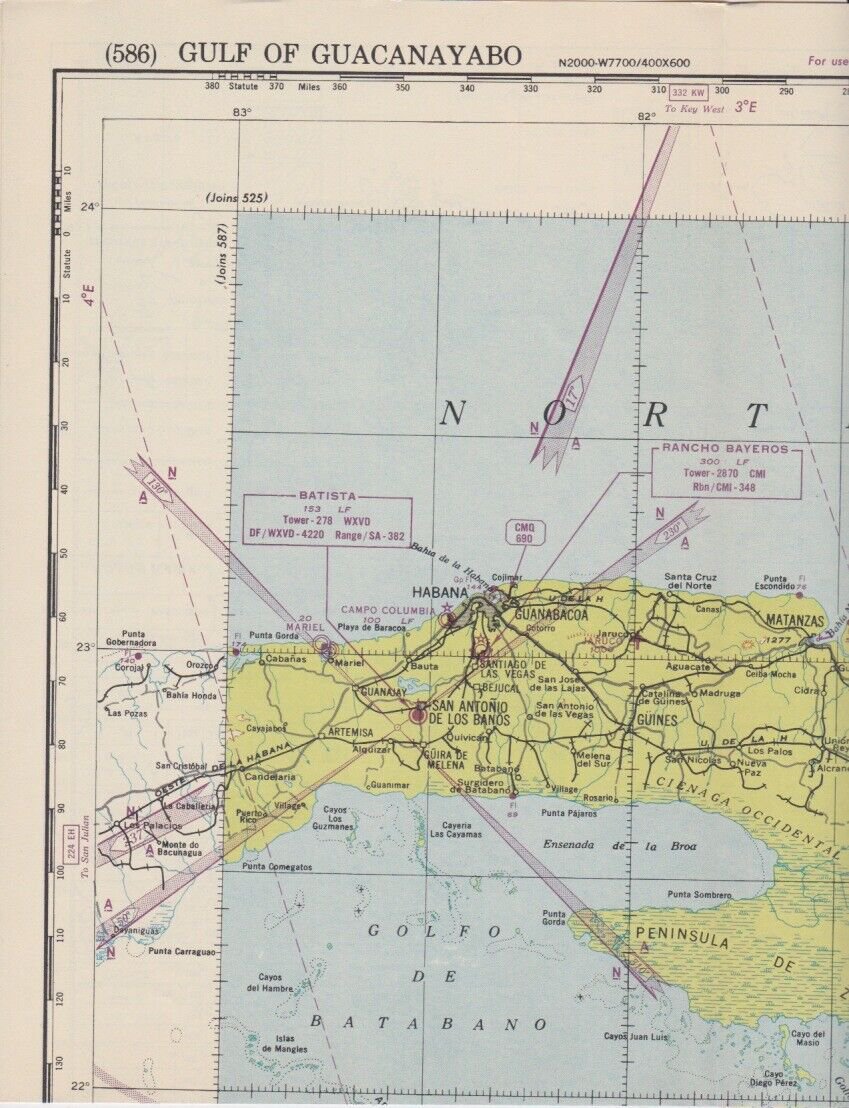 WW2 1943 Restricted Map AAF Aeronautical Chart Cuba Gulf of Guacanayabo ...
